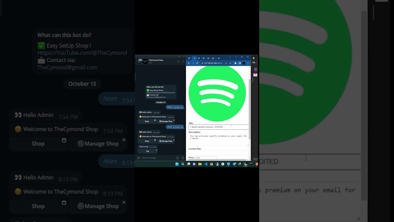 Telegram web app bot with Panel (React JS + Bot)