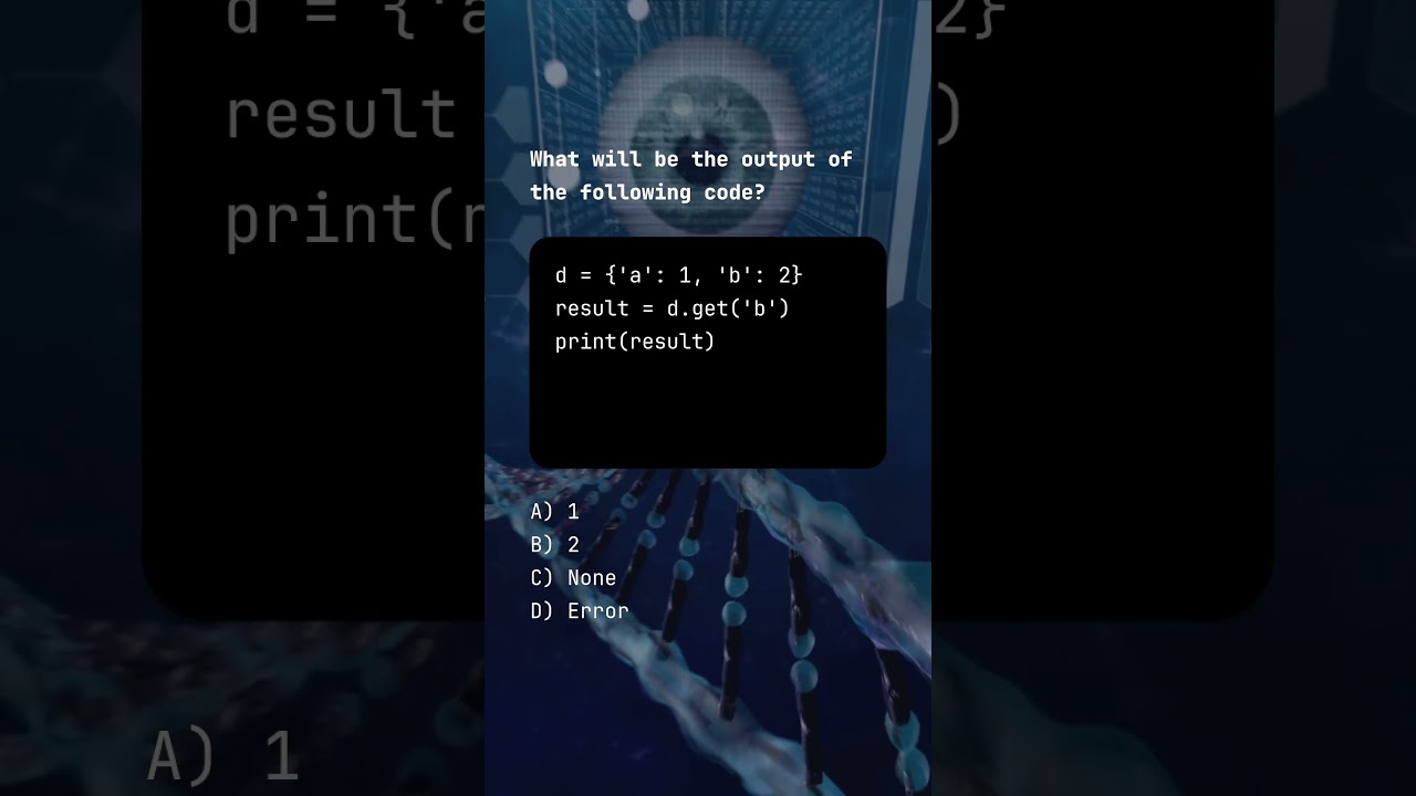 pYTHON mcq: uSING GET() WITH dICTIONARIES
