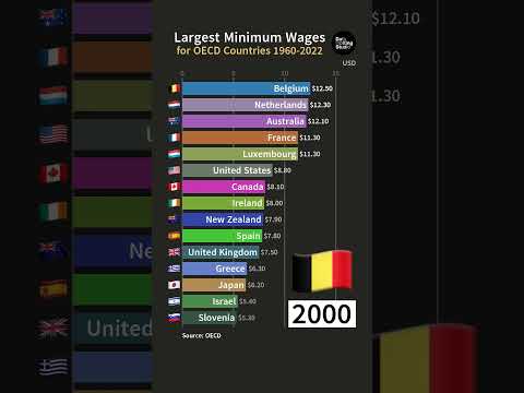 Largest Minimum Wages for OECD Countries 1960-2022 #shorts #barchartrace
