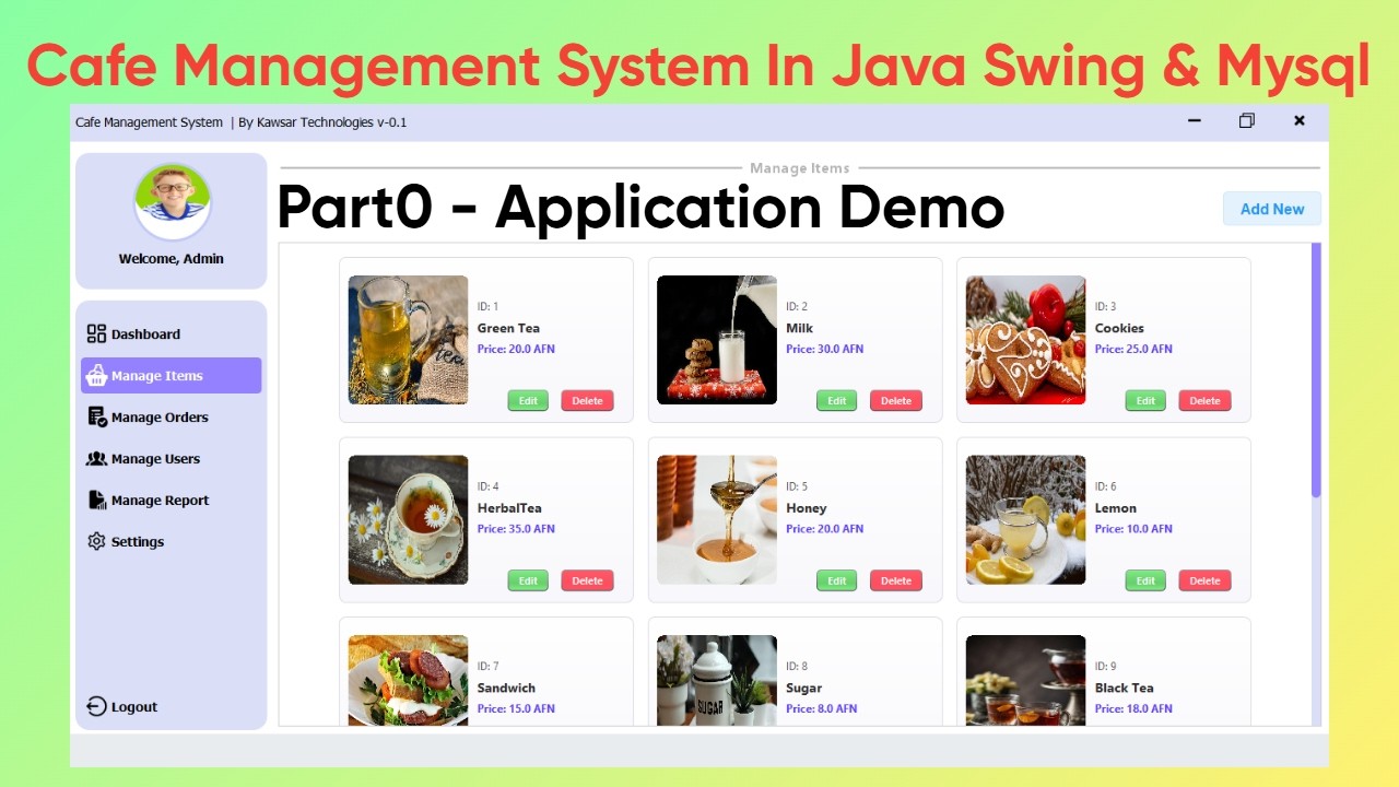Part 0 | Cafe Management System in Java Swing & MySQL – Project Overview & Demo