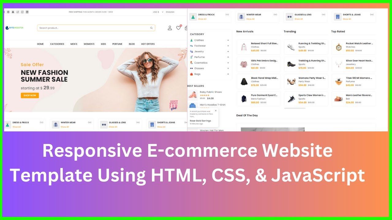 E-commerce Website Template Using HTML, CSS, and JavaScript with Complete Source Code