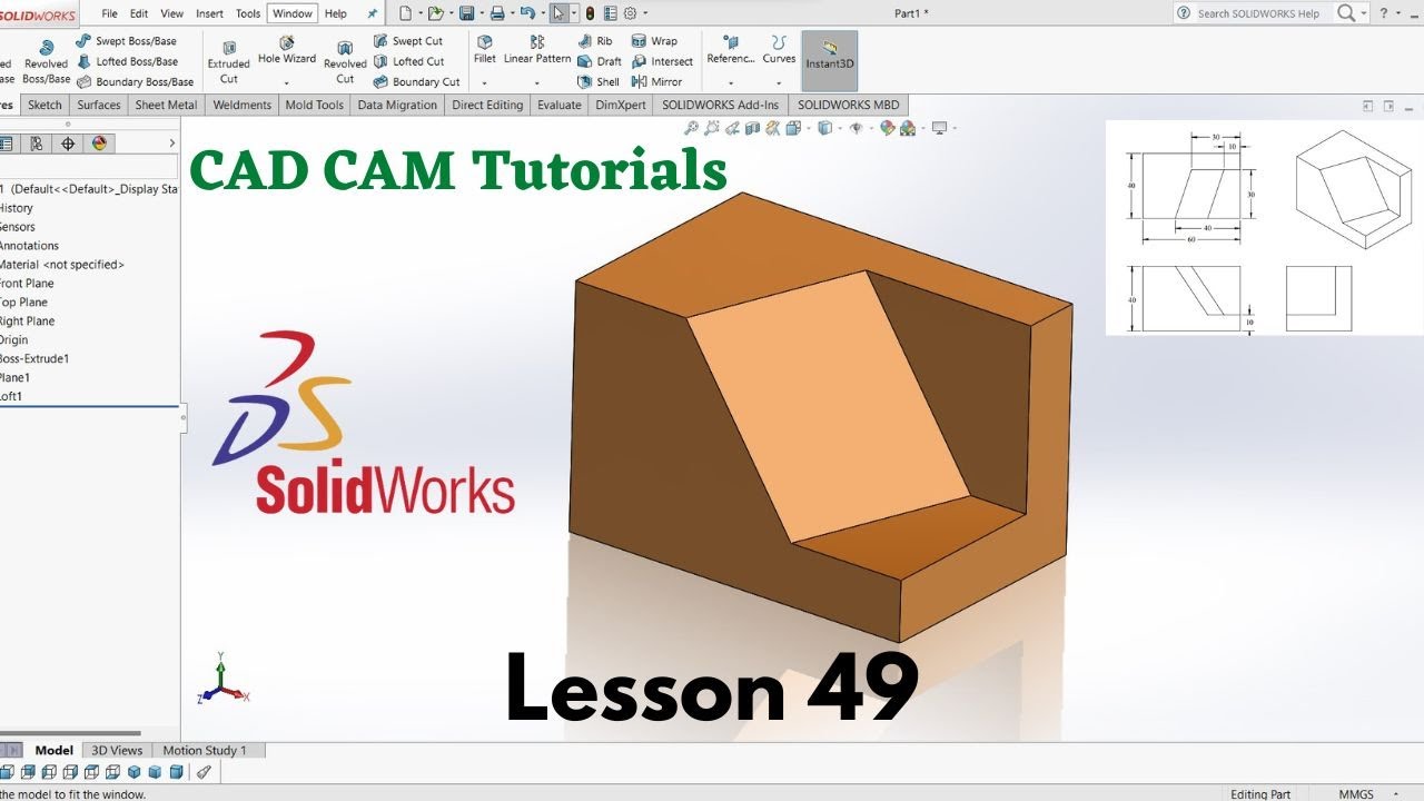 SolidWorks Education Lesson 49 |  SolidWorks Tutorials | CAD CAM Tutorials |