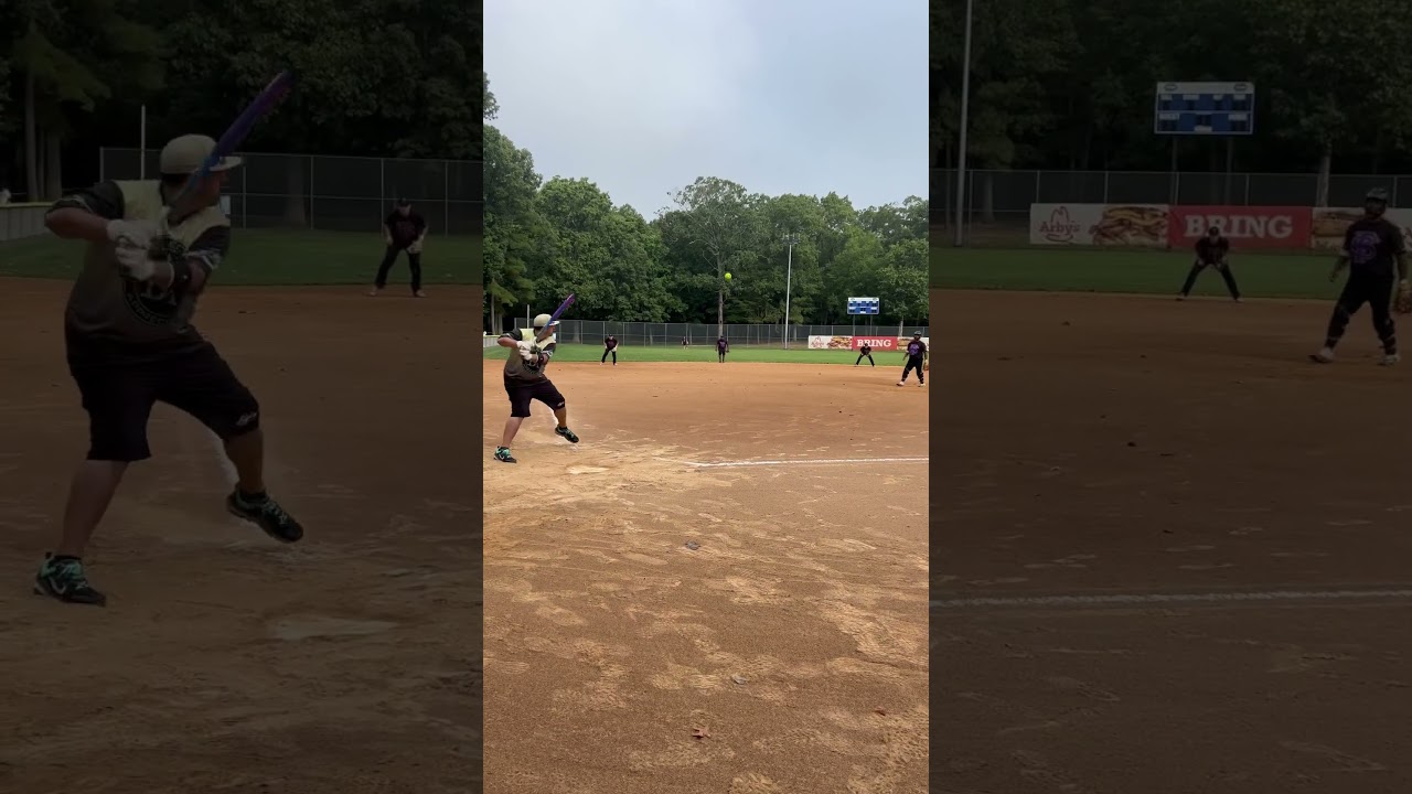 Men’s Slowpitch Softball 🥎 Schuman almost takes the 3rd basemen’s glove off ! 💪🏼 #Usssa #Das