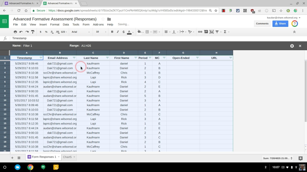 Formative Assessment Workflow Using Google Forms and Filters