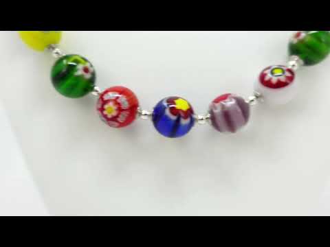 My Italian Decor - Murano Glass Millefiori Beaded Necklace - Made in Italy