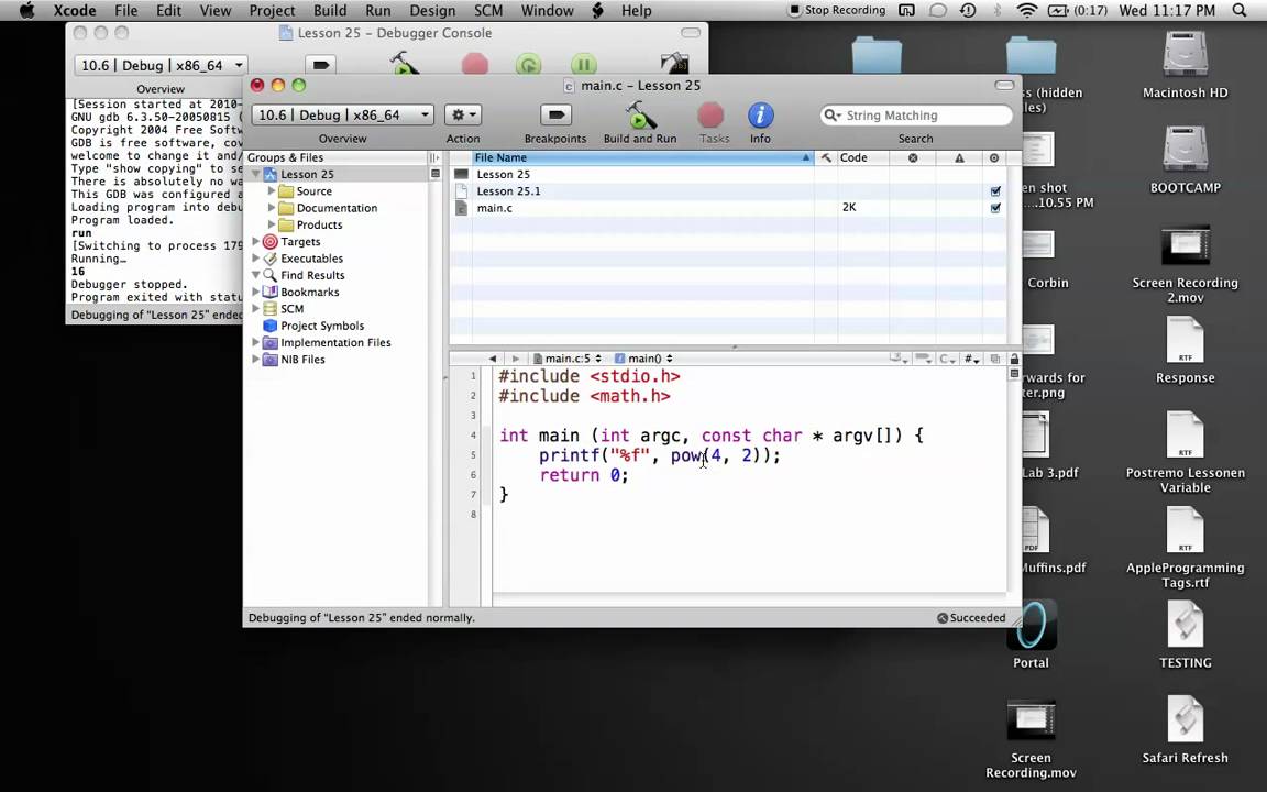 C Programming on the Mac L25 - Math Functions