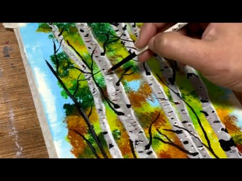 Easy Acrylic Painting of a Simple Silver Birch Tree