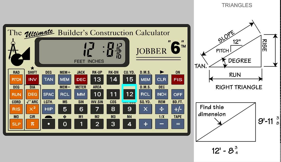 Jobber 6 Construction Calculator - Solving Right Triangles