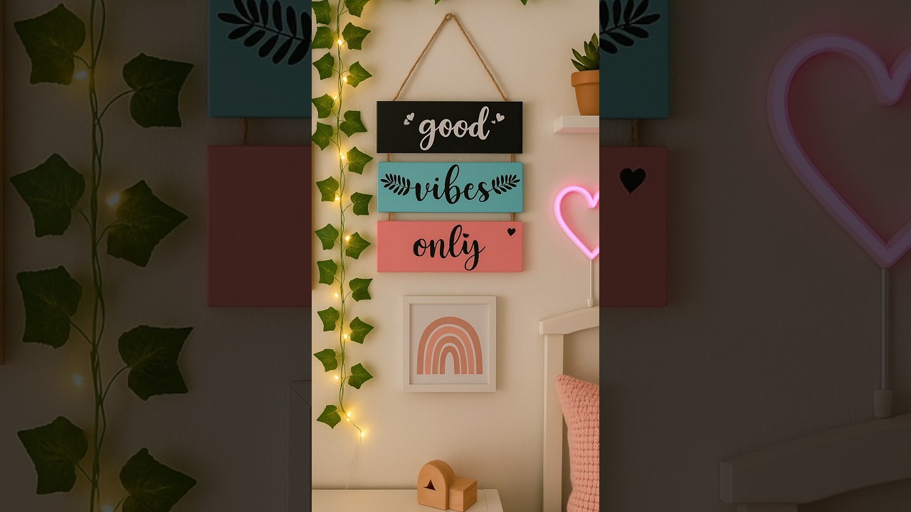 Easy wall decor idea - GOOD VIBES ONLY- #roomdecor #walldecor