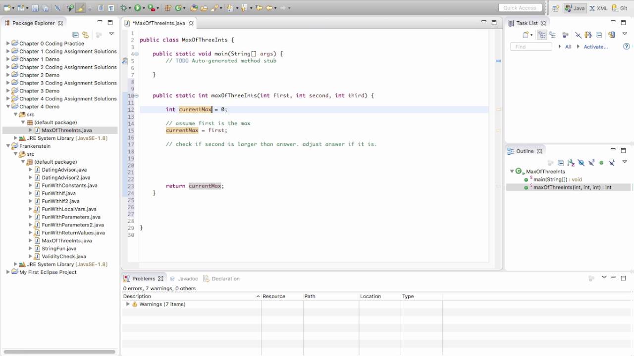 Tutorial: Java Chapter 4 Demo - MaxOfThreeInts
