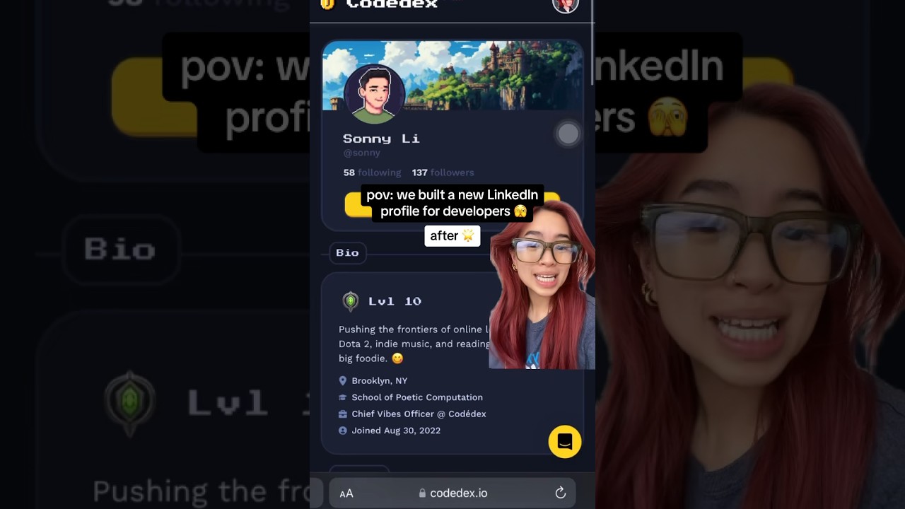 NEW LinkedIn Profile for developers 🫣 Head over to codedex.io to make yours!! #softwaredeveloper