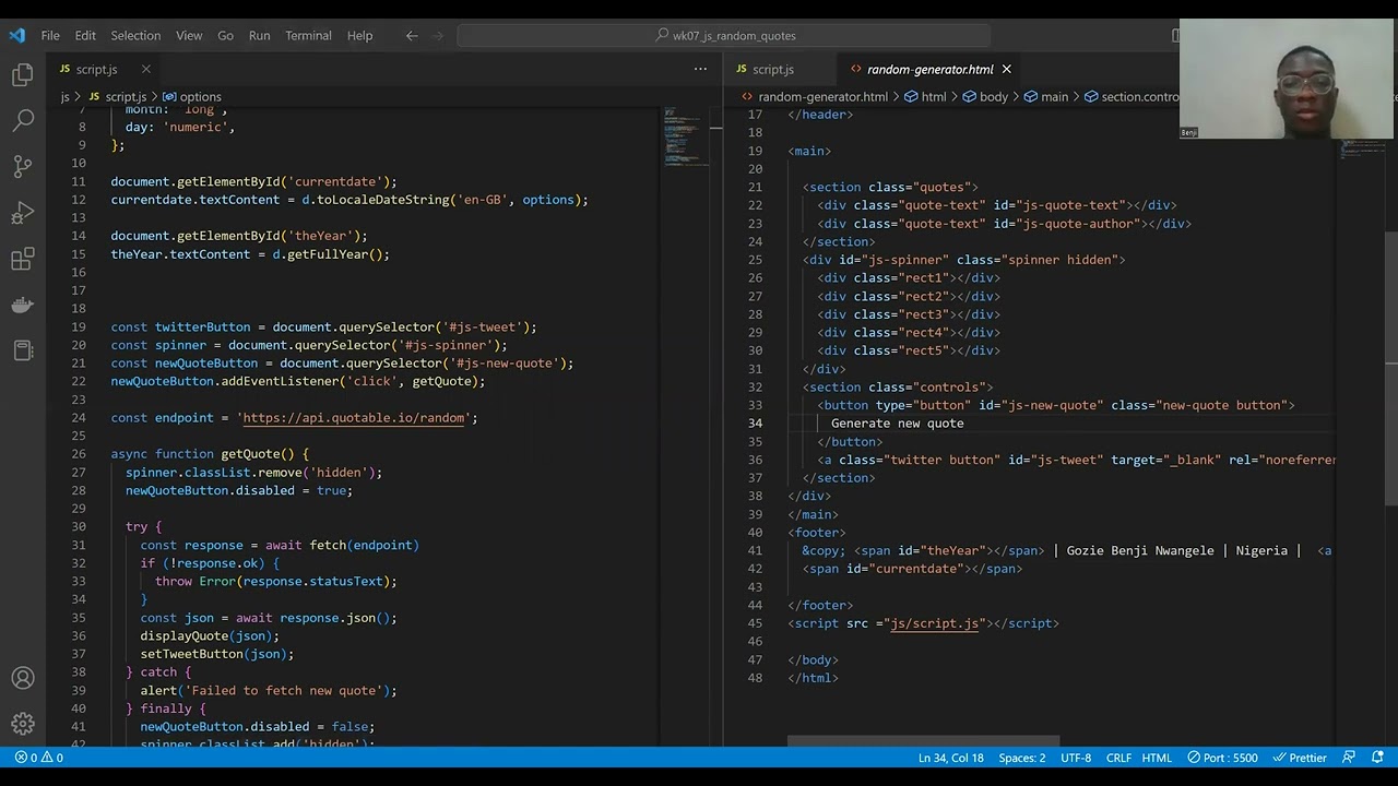 Building a random quote generator using vanilla JavaScript....mostly