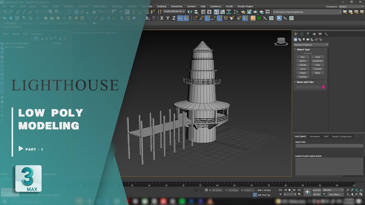Modeling Lighthouse. 3Ds Max Low Poly Environment Tutorial | 1