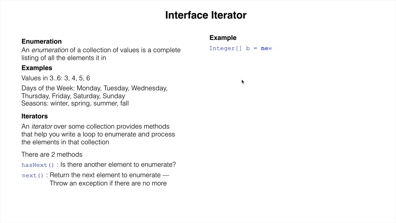Iterator/Iterable 1. Interface Iterator
