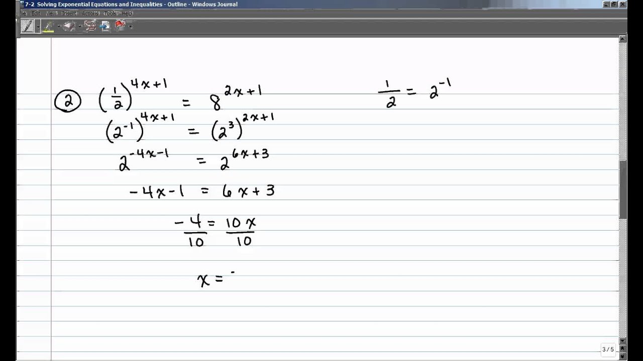 7-2 Solving Exponential Equations and Inequalities