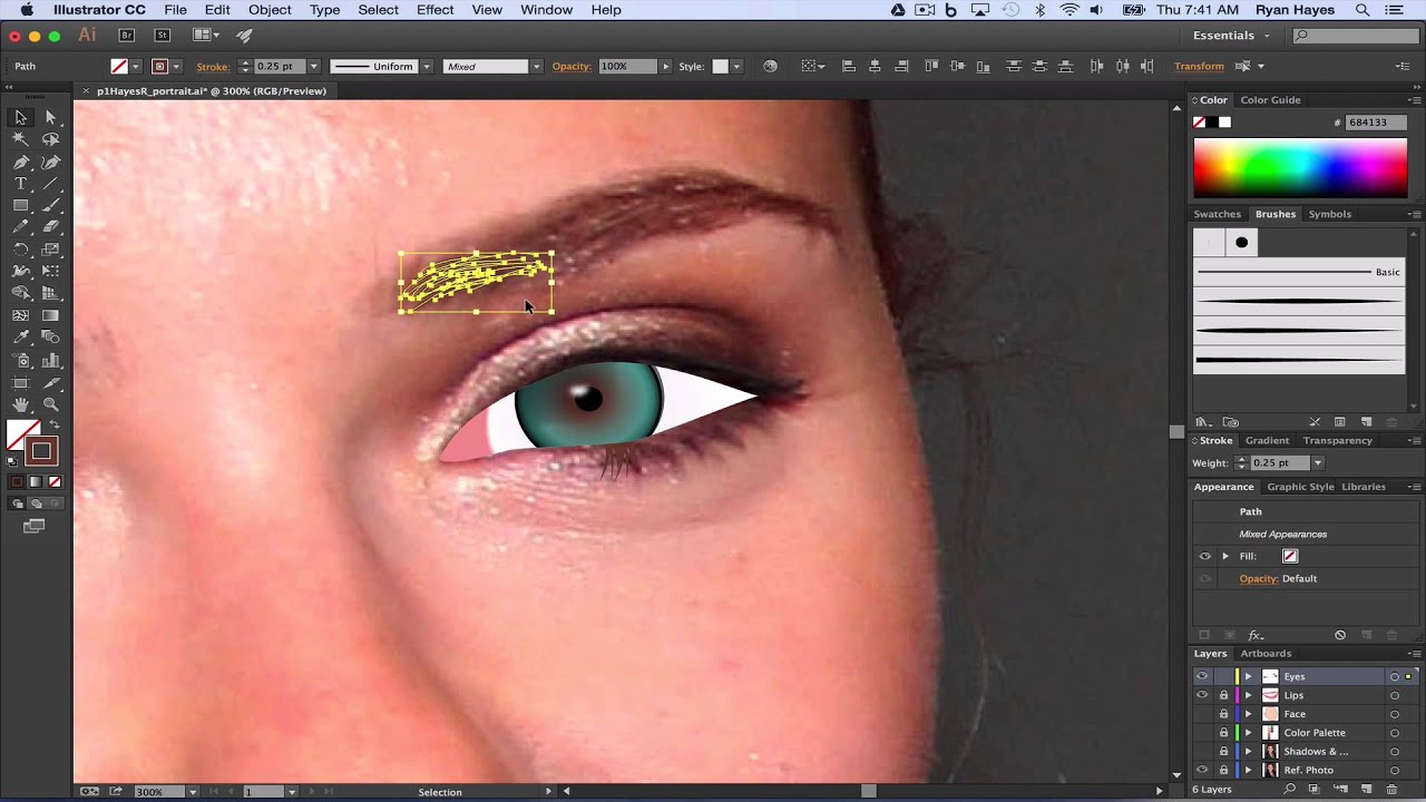 Illustrator CC | Vector Portrait 08a - Eyelashes and Eyebrows