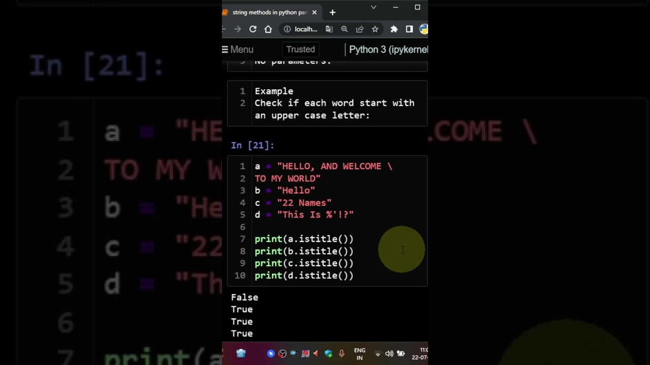 istitle string method python tamil #python #shorts
