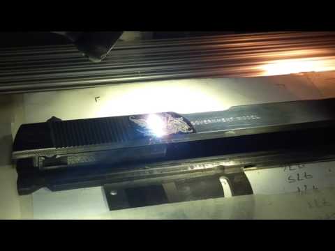 Engraving 1911 slides with a scroll pattern with Z Tech's lasers