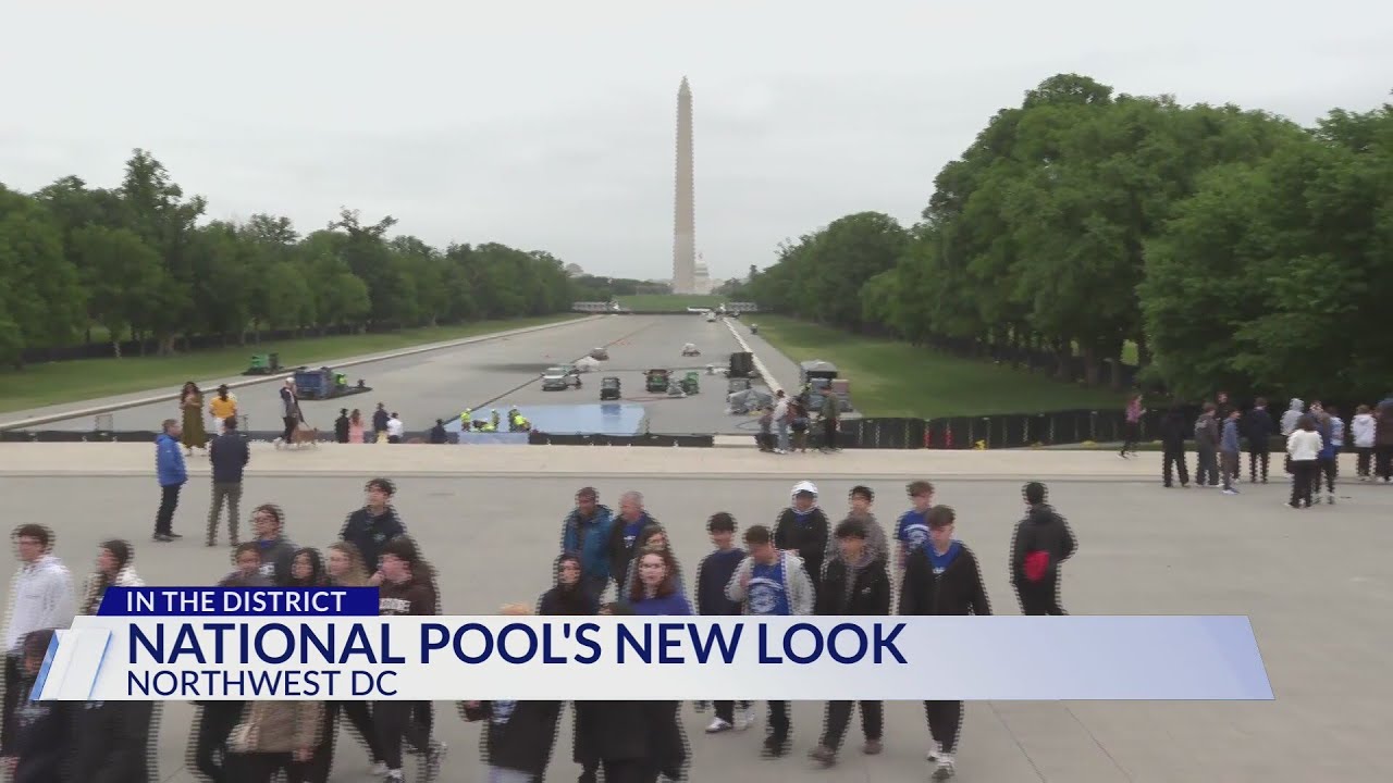 Lincoln Memorial Reflecting Pool gets new look with 'American Flag Blue' paint