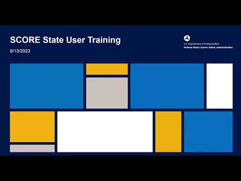 FMCSA SCORE State User Training