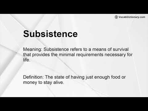 Subsistence Meaning