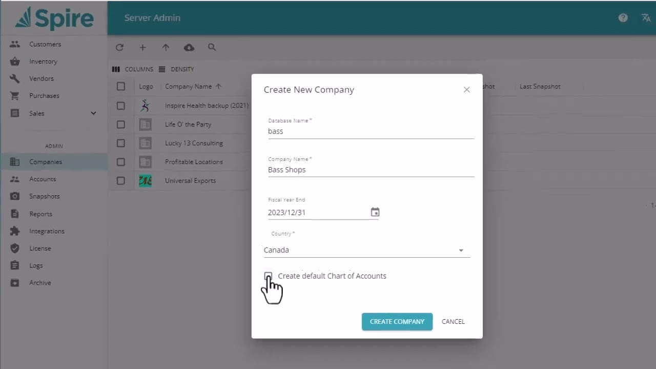 Spire Create Company Database