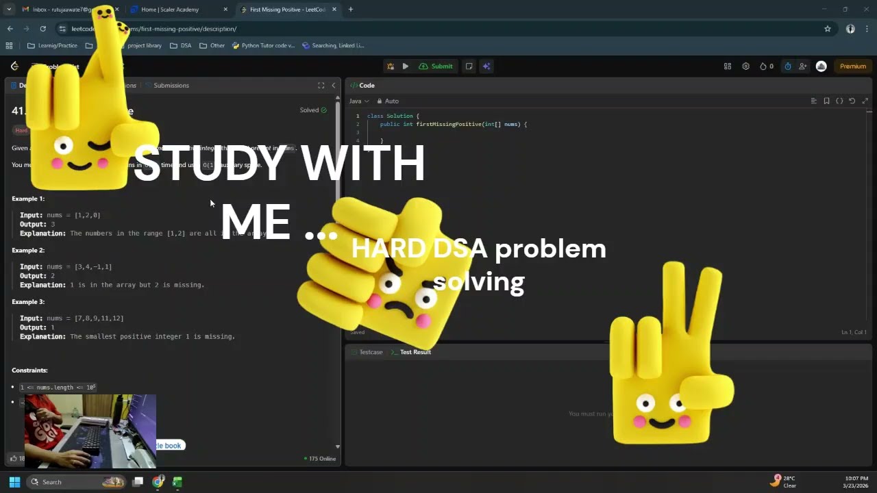 STUDY WITH ME || DSA hard problem solving from leetcode and GFG