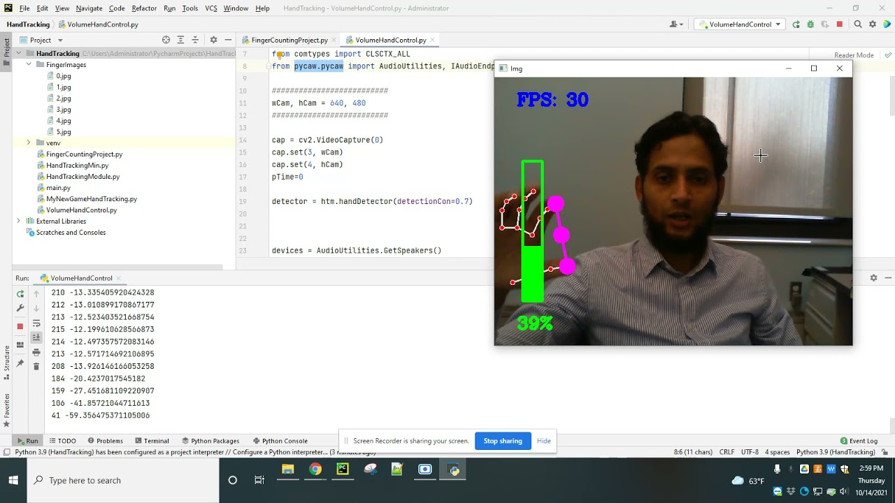 Control System Volume using OpenCV - Python