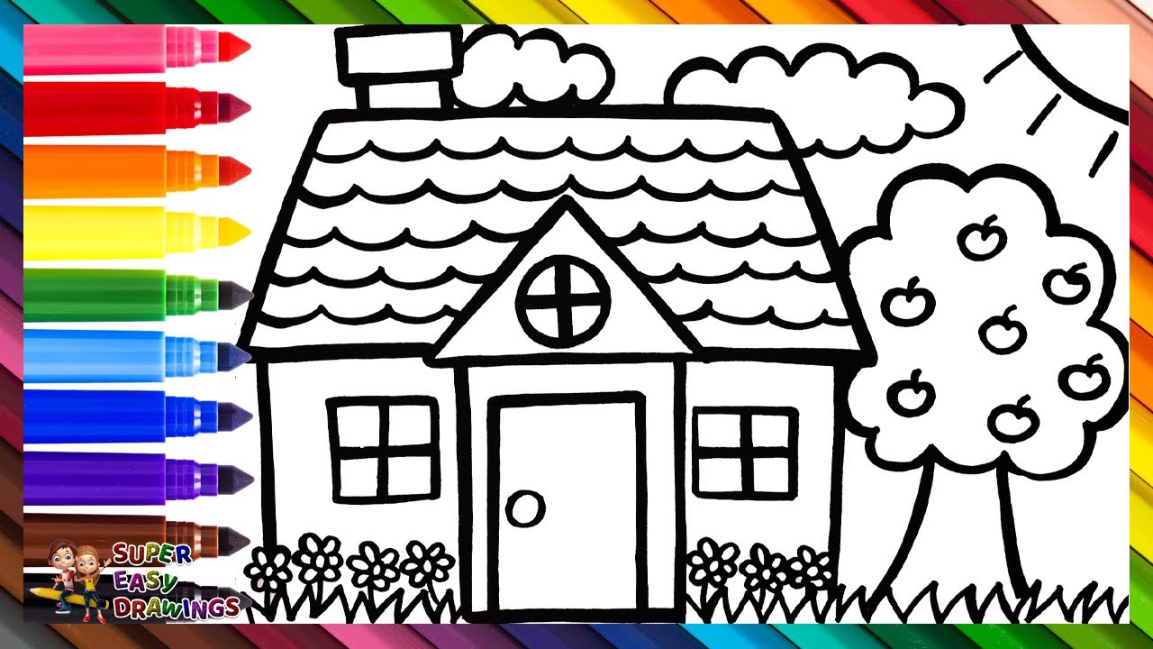 How To Draw A House 🏡 Drawing And Coloring A House With A Garden🏠🌳 Drawings For Kids