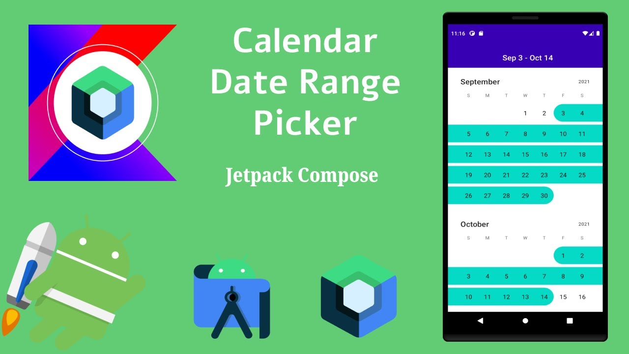 Implement Custom Calendar Date Range Picker in Jetpack Compose | Android | Kotlin | Make it Easy