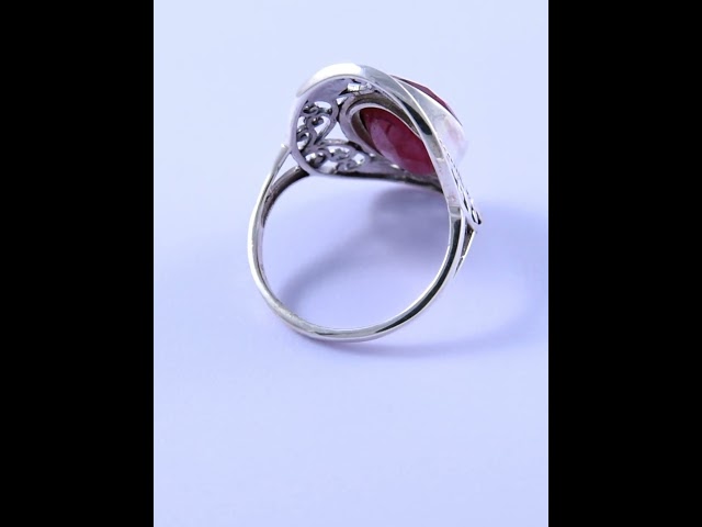 Anel de Prata Mandala Rubi Indiano Oval | Priale Joias