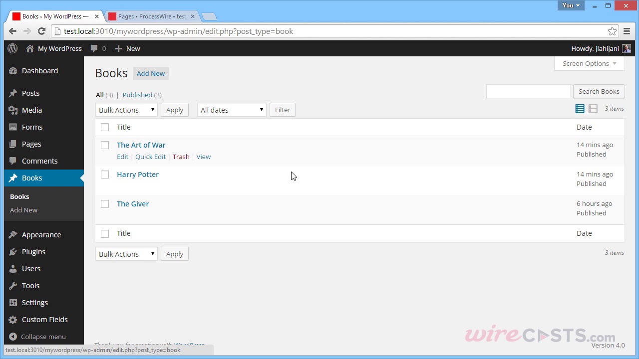 WordPress vs. ProcessWire - Page Order