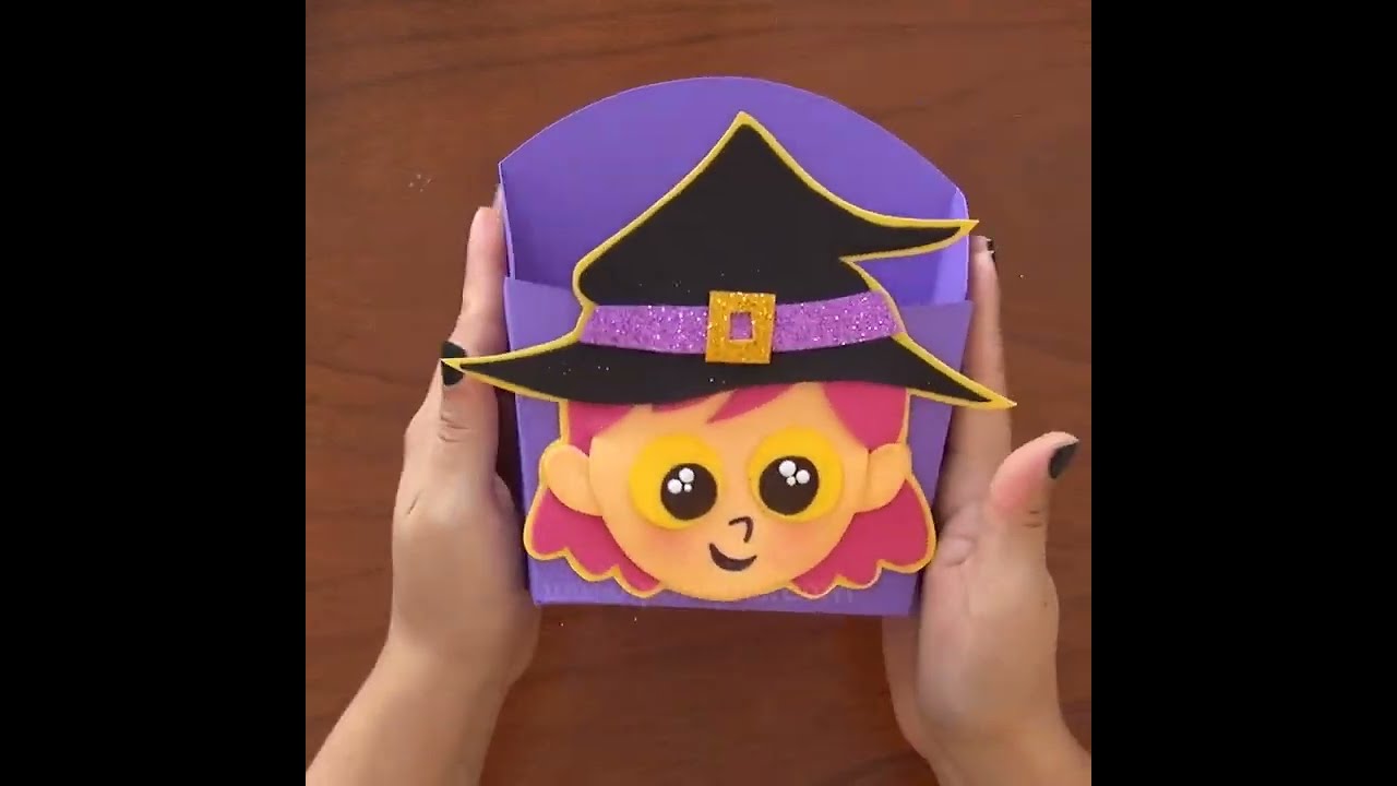 Caja bruja DULCERO DE HALLOWEEN facil de hacer MOLDES GRATIS en PDF  con cartulinas y fomi