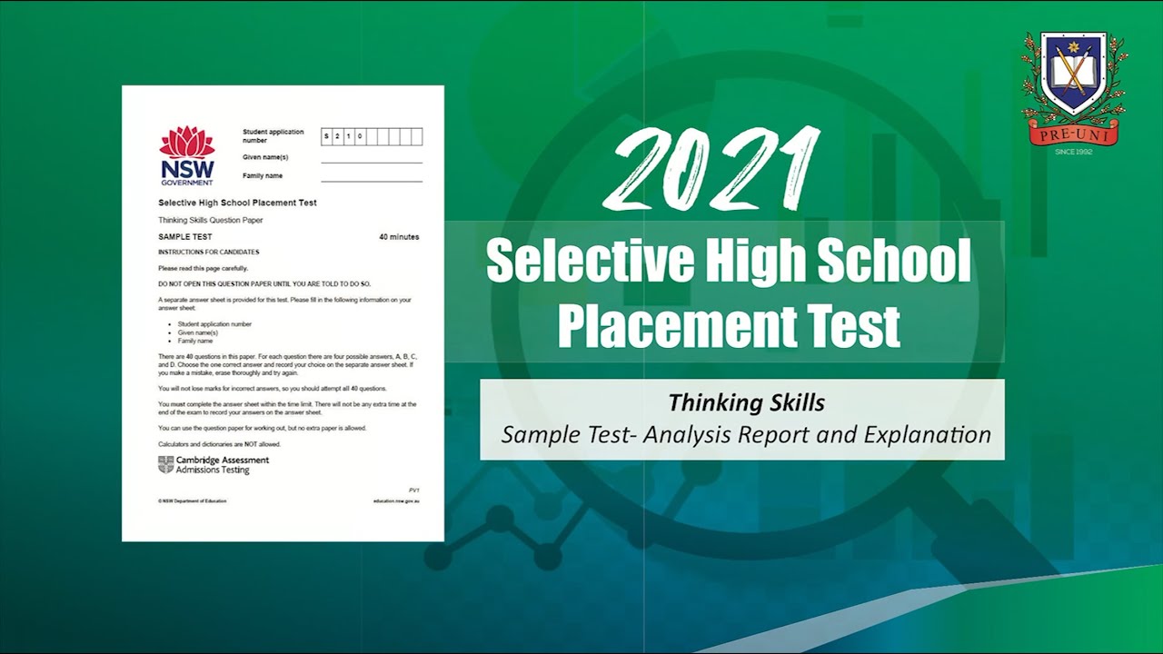 2021 Selective High School Placement Test - Thinking Skills Sample Test Analysis&Explanation