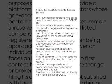 A. SCORES (SEBI COmplaints REdress System)