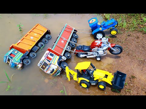 TATA Truck And TATA Tipper Accident Pulling Out JCB 3DX Swaraj Tractor Bullet Bike ? Cartoon CS Toy
