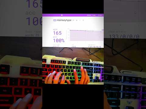 Monkeytyping 165 WPS acc 100% #typingspeed #typing #speedtyping #youtuber #monkeytype #keyboard