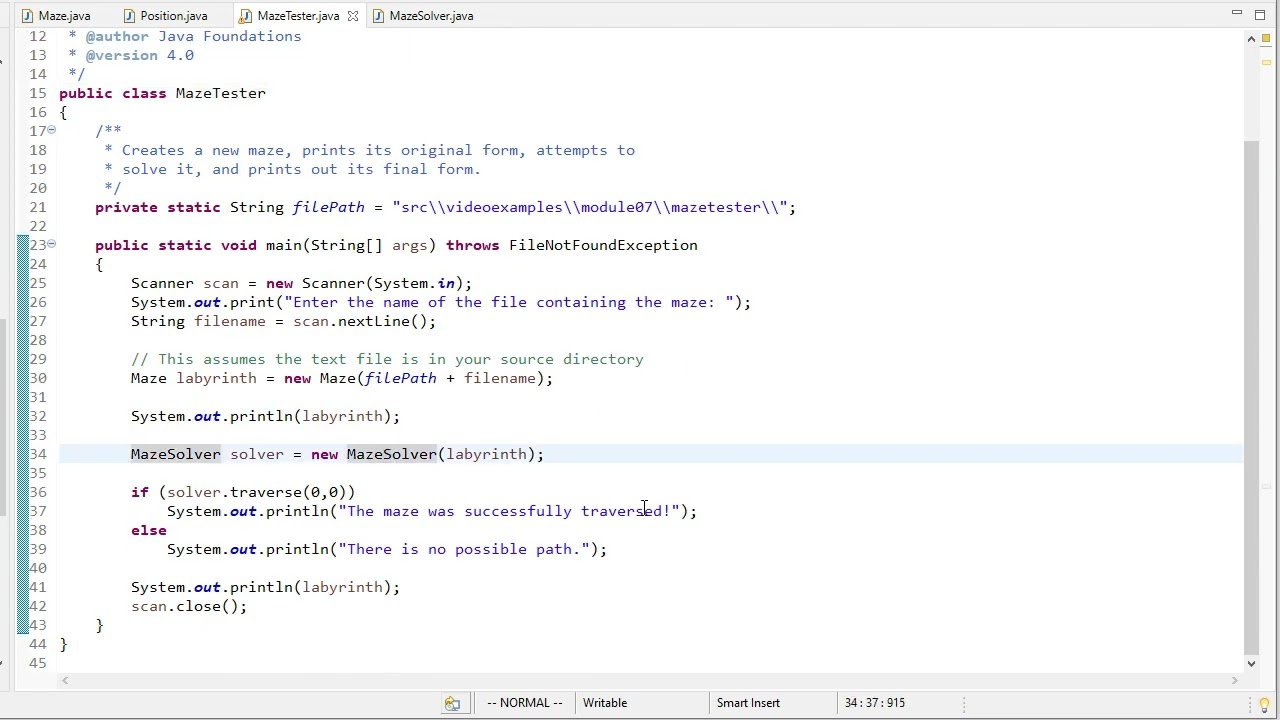 Using Stacks - Maze Traversal (Java Foundations / jsjf)