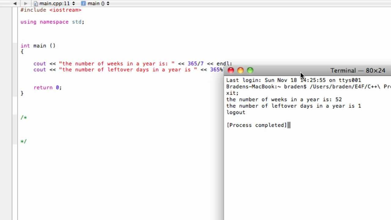 Integer division and remainders using the modulus (%) operator (C++ programming tutorial)
