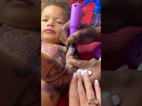 Dad covers his son entire body in tattoos😡 #shorts