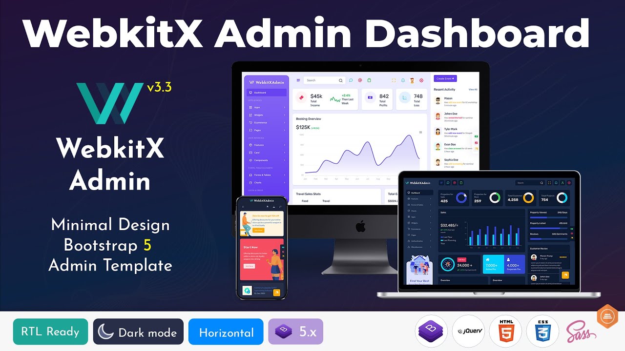 Sales & CRM Admin Dashboard Template with Bootstrap 5 for Business Analytics