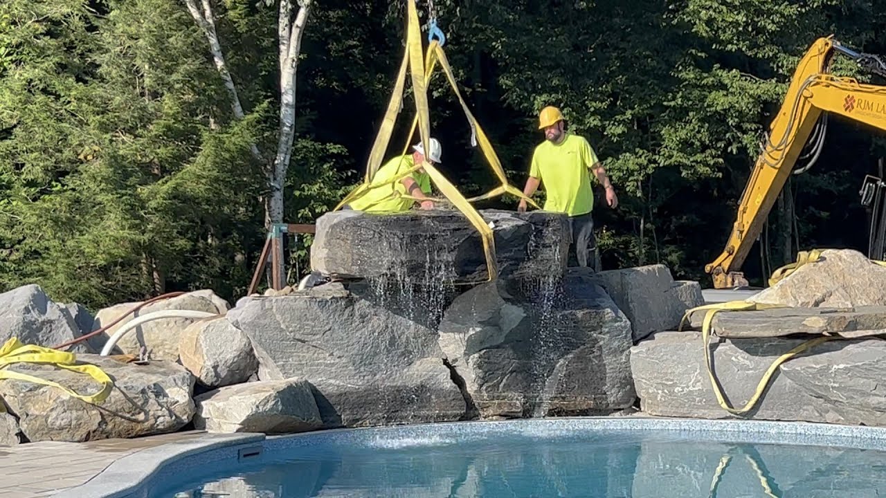 Boulder pool waterfall build- RJM Landscaping-Southampton, MA 01073