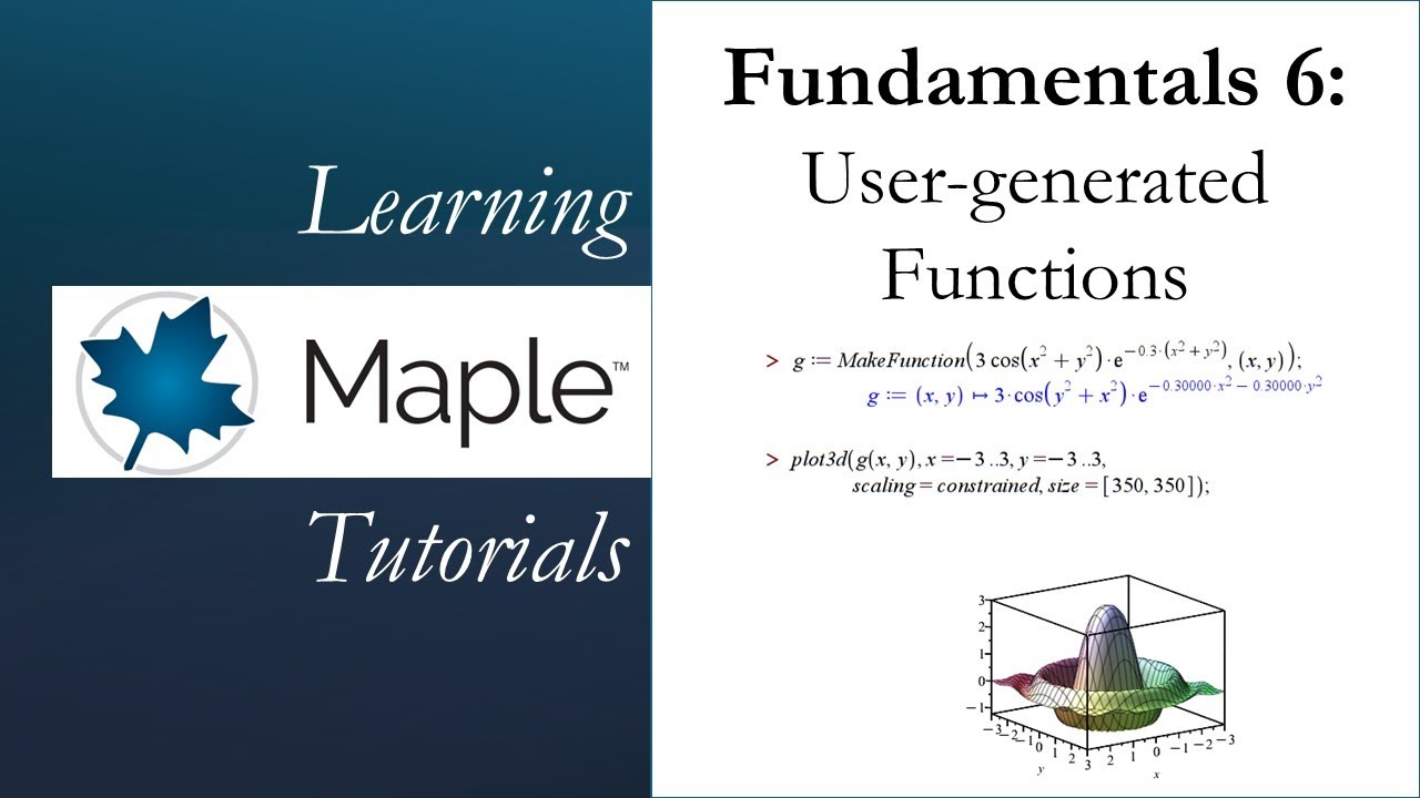 Learning Maple 6: User-generated Functions