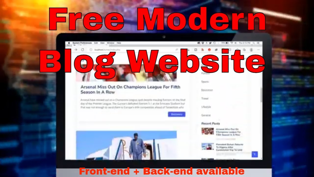 Free Modern Blog Website | PHP, Mysql | Front-end + Back-end