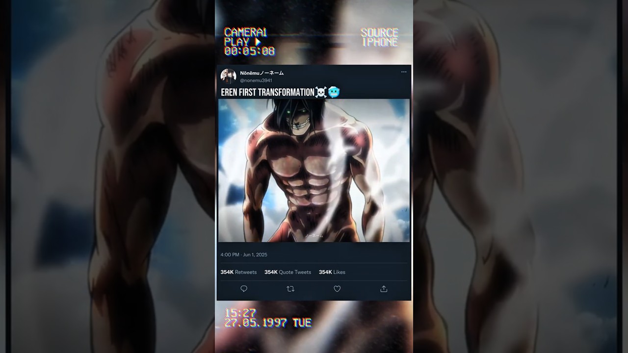 eren's titan first transformation☠️🥶