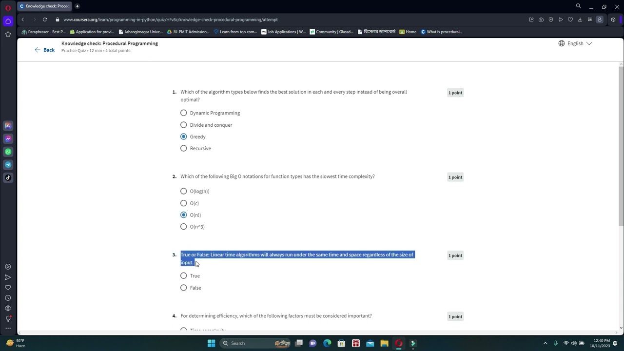 Knowledge check: Procedural Programming Coursera answers | Programming in Python
