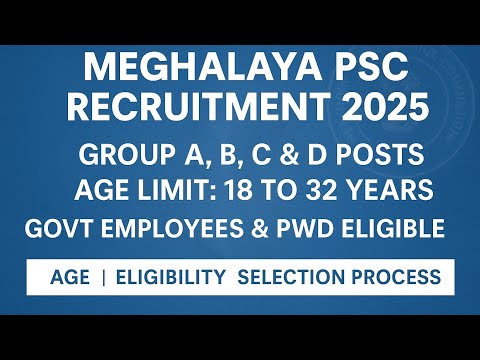 Meghalaya PSC Recruitment 2025 | Group A, B, C, D Posts | Age, Eligibility, Selection Process |