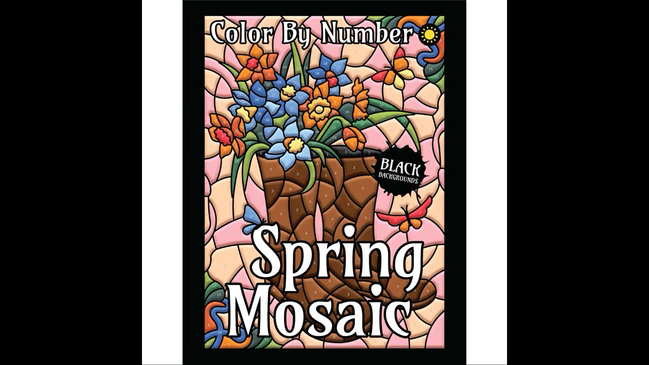 «Spring Mosaic Color By Number» (Black Backgrounds) by  #sunlifedrawing