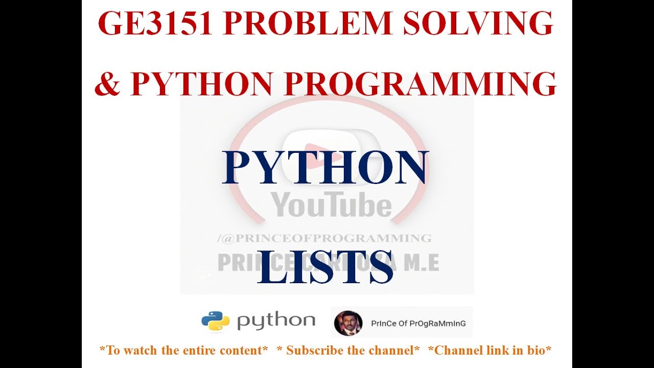 PYTHON LISTS | LIST SLICES | LIST MUTABILITY | GE3151 PROBLEM SOLVING AND PYTHON PROGRAMMING NOTES