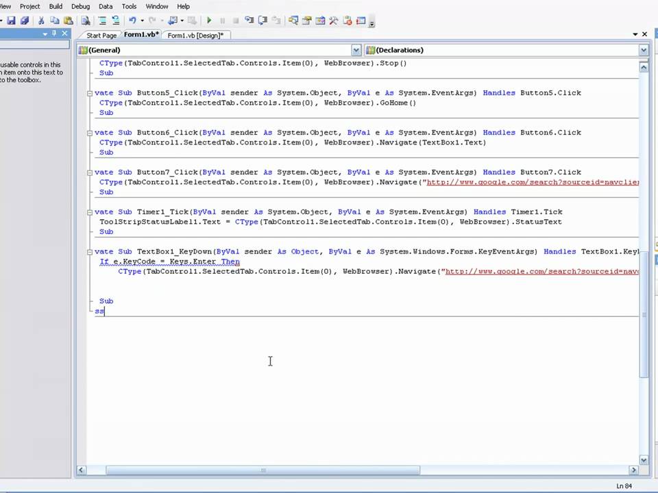 Part 1 - Visual Basic Tutorial - Building A Web Browser